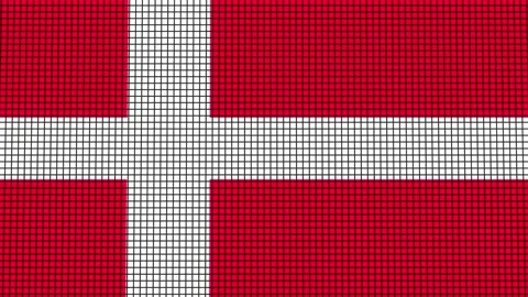 Denmark Flag animated in pixel grid styl... | Stock Video | Pond5
