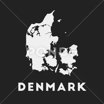 Denmark icon. Country map on dark background. Stylish Denmark map with ...