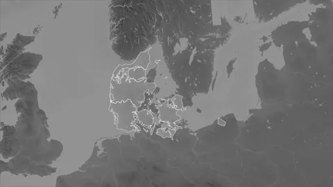 Denmark map - extract. Regions. Grayscal... | Stock Video | Pond5