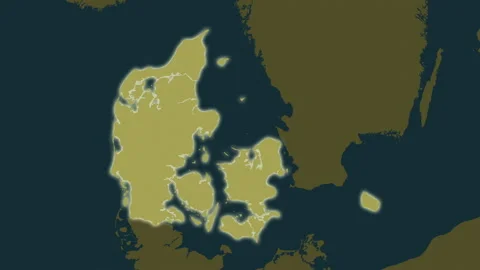 Denmark map - solid. Glow. Pattern. | Stock Video | Pond5