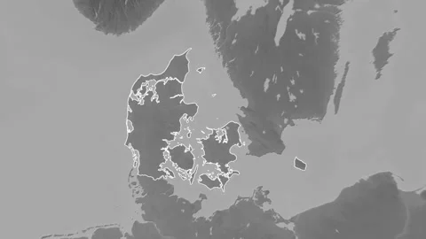 Denmark map - solid. Regions. Grayscale.... | Stock Video | Pond5