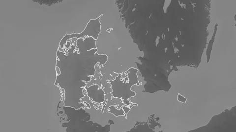 Denmark map - solid. Regions. Grayscale.... | Stock Video | Pond5