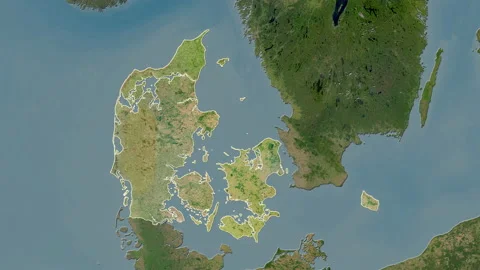 Denmark map - solid. Regions. Satellite.... | Stock Video | Pond5
