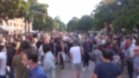 A dense crowd of blurred unrecognizable ... | Stock Video | Pond5