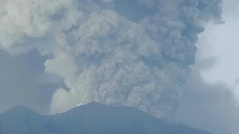 Dense volcanic eruption gray ash plume s... | Stock Video | Pond5