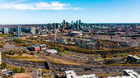 Denver downtown skyline with highway tra... | Stock Video | Pond5
