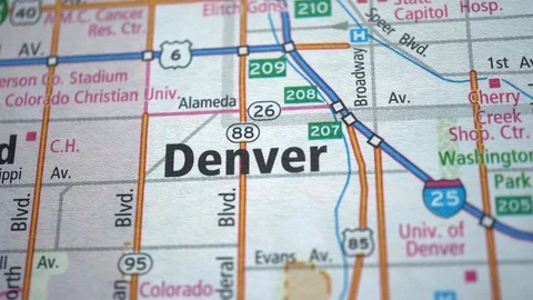Denver on USA Road Map, Slider Shot | Stock Video | Pond5