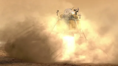 The Descent Module Landing On Planet Mar... | Stock Video | Pond5