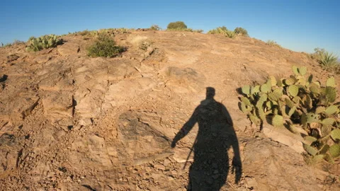 Desert First Person Hiking View with Man... | Stock Video | Pond5