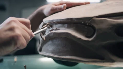 Designer working on clay car model with ... | Stock Video | Pond5