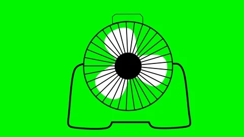 Desk fan animation on green background. | Stock Video | Pond5