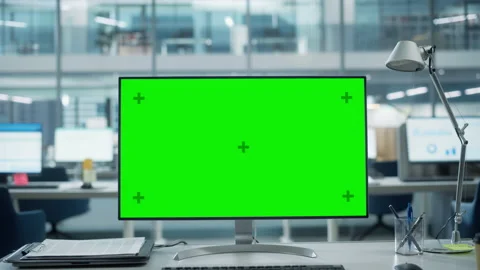 Desktop Computer with Green Screen | Stock Video | Pond5