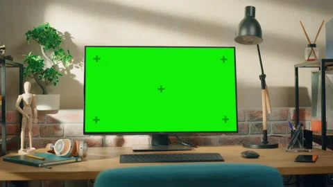 Desktop Computer with Green Screen | Stock Video | Pond5