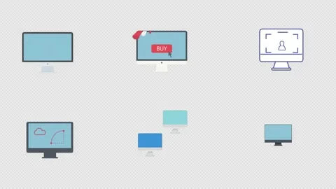Desktop computer Icons Set animation tra... | Stock Video | Pond5