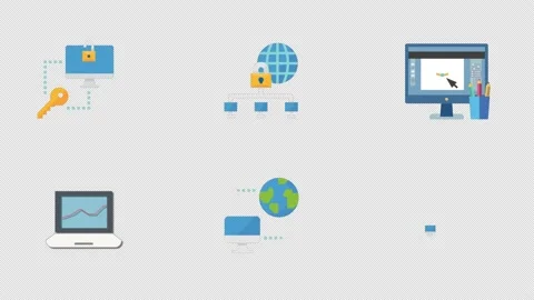 Desktop computer Icons Set animation tra... | Stock Video | Pond5