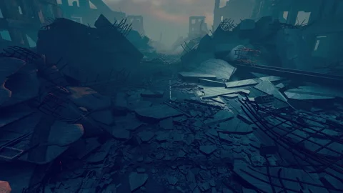 Destroyed City Infrastructure in a 3D an... | Stock Video | Pond5