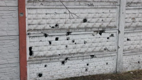 Destroyed fence, concrete fence, afterma... | Stock Video | Pond5