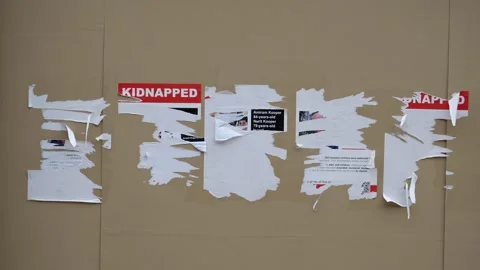 Destroyed Israel Kidnapped Posters On Wa... | Stock Video | Pond5