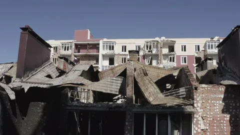 Destroyed residential modern house after... | Stock Video | Pond5