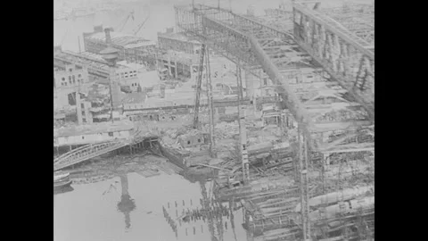 Destroyed submarines in ship works | Stock Video | Pond5