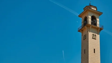 Detail of the bell tower. ?hurch of San ... | Stock Video | Pond5