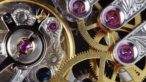 Detail of clockwork with gear. Clock mec... | Stock Video | Pond5