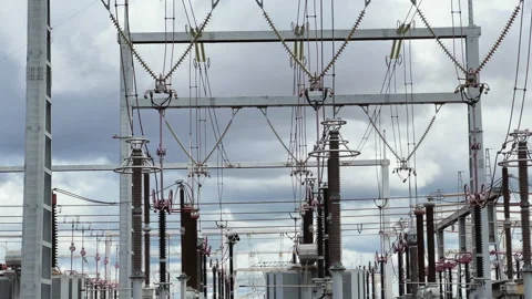 Detail of a large substation for power t... | Stock Video | Pond5