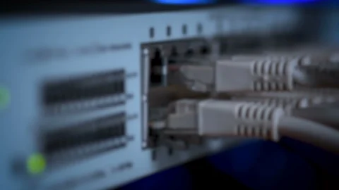 Detail of RJ45 Lan cable on network swit... | Stock Video | Pond5