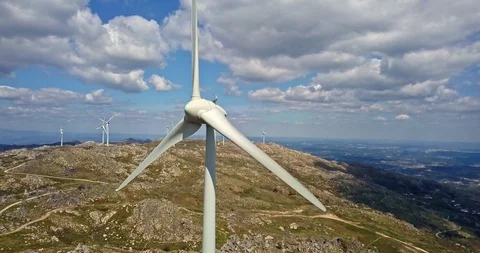 Detailed aerial view, by drone of a wind... | Stock Video | Pond5