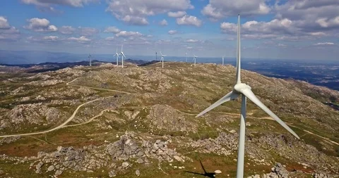 Detailed aerial view, by drone of a wind... | Stock Video | Pond5