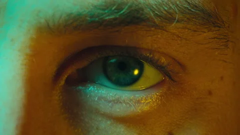 Detailed blue eye with strong gaze, show... | Stock Video | Pond5