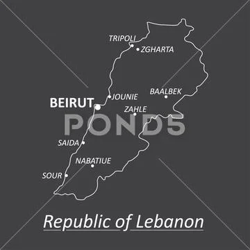 Detailed map of Lebanon with cities. Vector illustration: Graphic ...