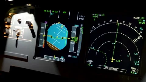 Detailed view of Airbus A320 cockpit sho... | Stock Video | Pond5