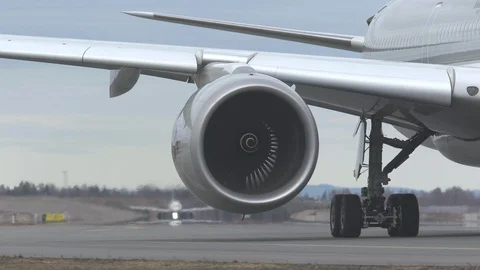 details airplane airbus 350 jet engine l... | Stock Video | Pond5