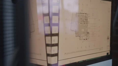 Details of a Digital Blueprint on the Co... | Stock Video | Pond5