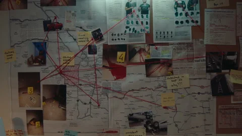 Detective Board with Clues, Maps and Pho... | Stock Video | Pond5