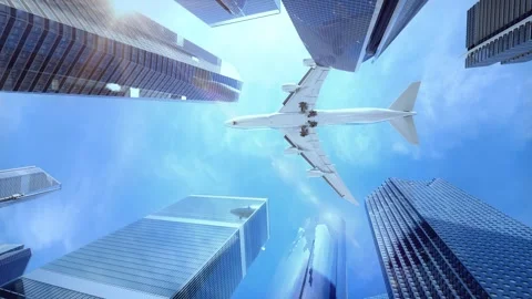 Detroit. Airplane Landing, Take Off City... | Stock Video | Pond5