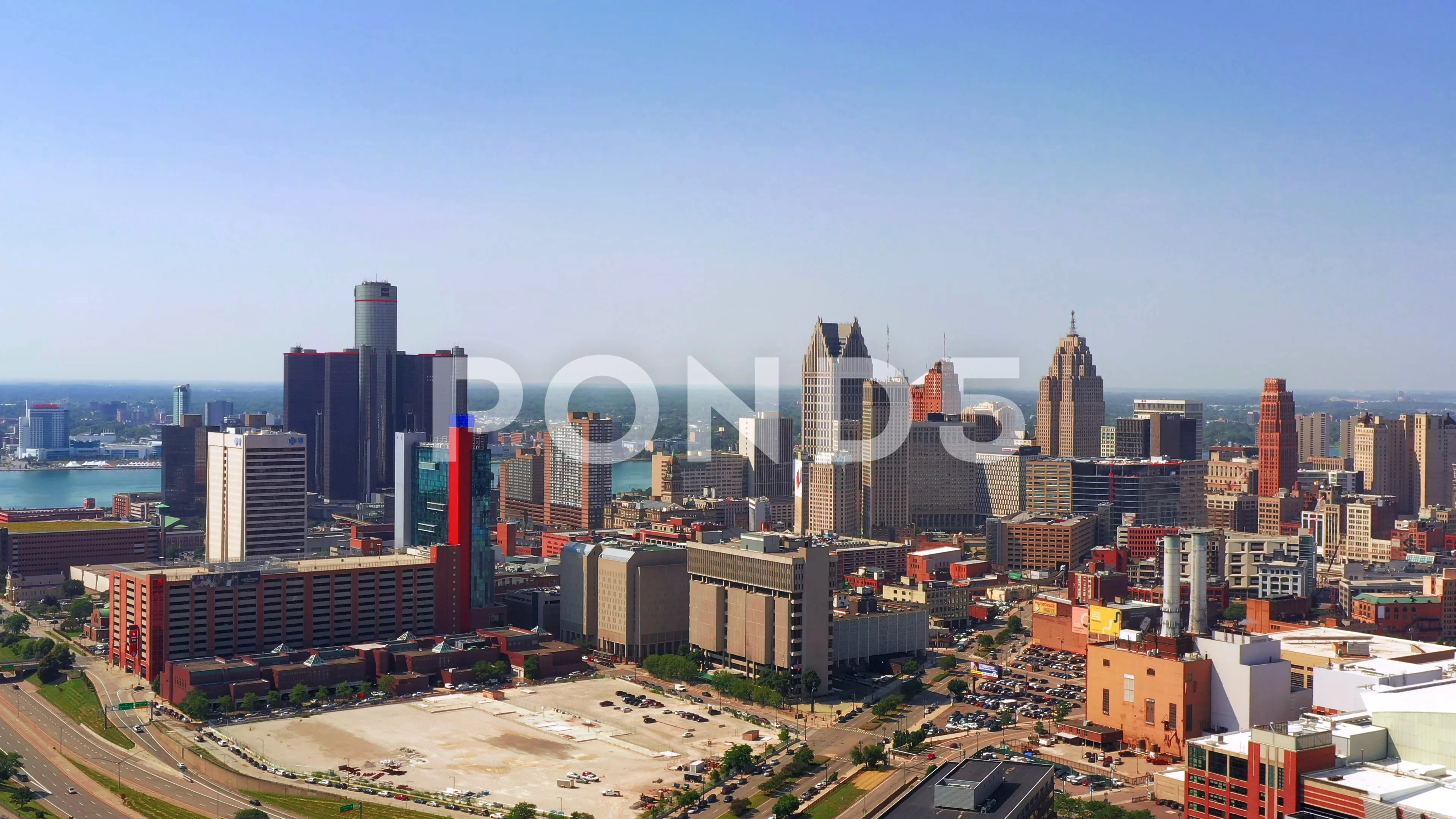 Aerial View Downtown Detroit Detroit, Michigan, USA 🇺🇸.. An