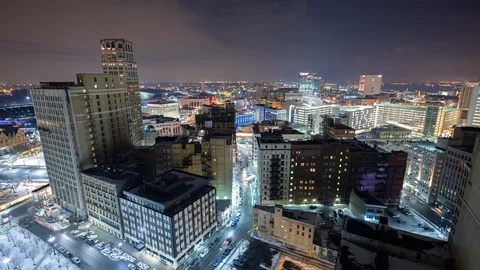 Detroit - Downtown Detroit at Night from... | Stock Video | Pond5