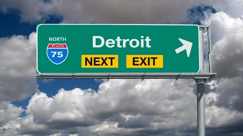Detroit Freeway Exit Sign with Time Laps... | Stock Video | Pond5