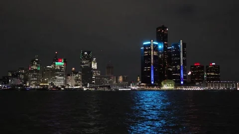 Detroit Skyline Night Stock Videos – Royalty-Free HD & 4K Videos | Pond5