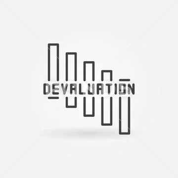 Devaluation Falling Chart vector concept linear icon: Graphic #231970501