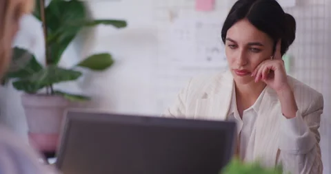 Devastated Woman Fed Up While Working in... | Stock Video | Pond5