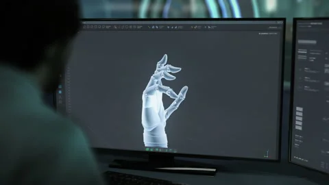 Developing a futuristic robotic arm prot... | Stock Video | Pond5