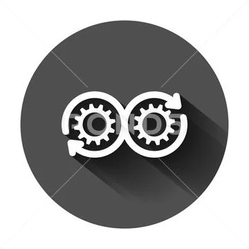 Development icon in flat style. Devops vector illustration on black round bac: Royalty Free ...