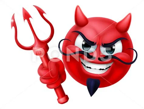 Devil Emoji Emoticon Man Face Cartoon Icon Mascot ~ Clip Art #261539839