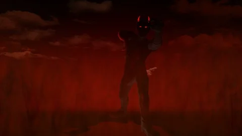 Devil Reaper Zombie Walking in Hell Loop | Stock Video | Pond5