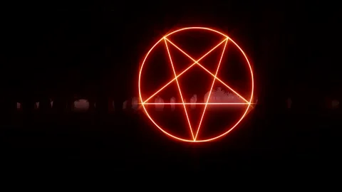 Devil sign red five-pointed star in a gl... | Stock Video | Pond5