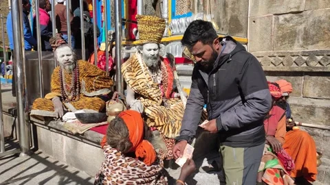 A devotee offering giving money donation... | Stock Video | Pond5