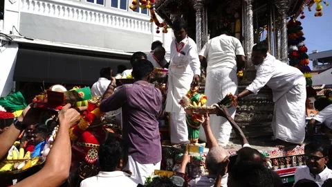 Devotees offering to deity during Thaipu... | Stock Video | Pond5